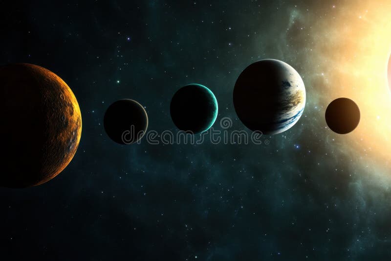 Visual Representation of the Solar System Featuring Planets in Their ...