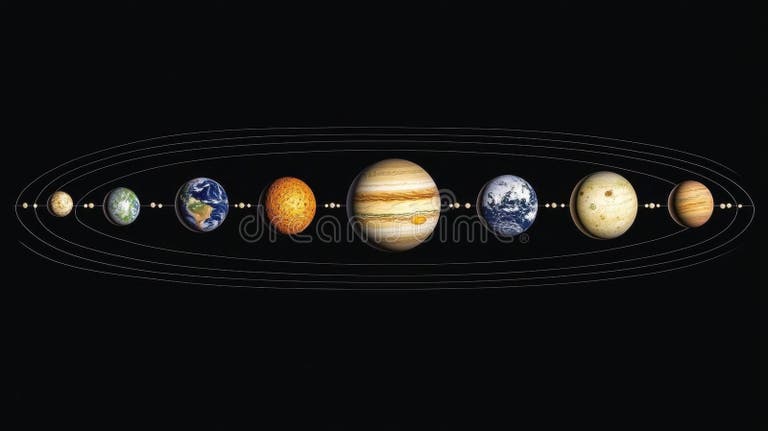 A Visual Representation of the Solar System, Showing the Planets in ...
