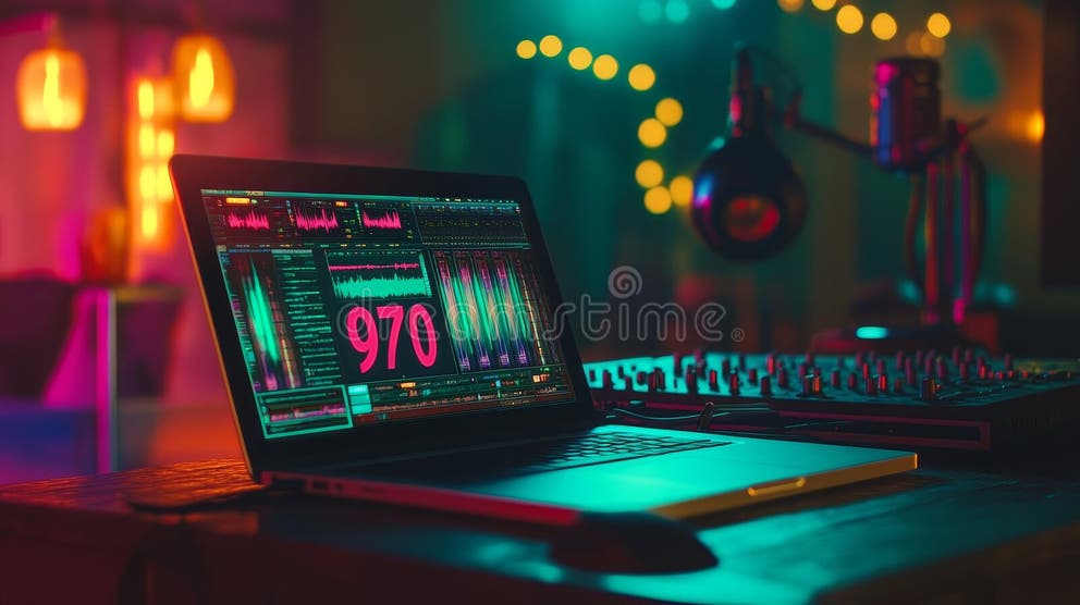 A Visual Representation of Sound Waves is Displayed on the Laptop ...