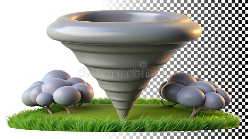 Stylized Tornado or Vortex Funnel Cloud Over Green Landscape Png ...