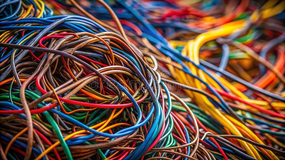 A Visual Representation of Technology Overload Tangled Wires Cable ...