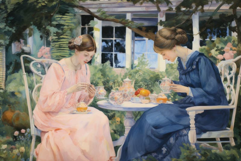 A Visual Representation of Two Women Engaged in Conversation As they ...