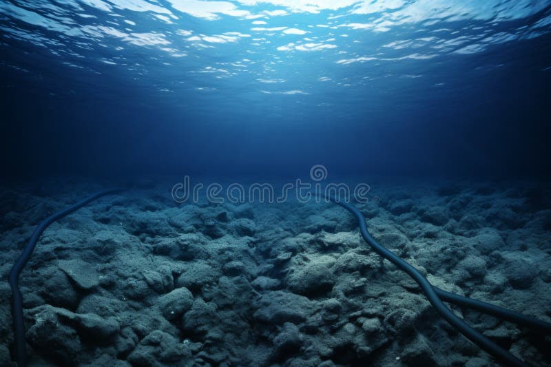 Visual Representation of an Underwater Network Cable Laid on the Ocean ...