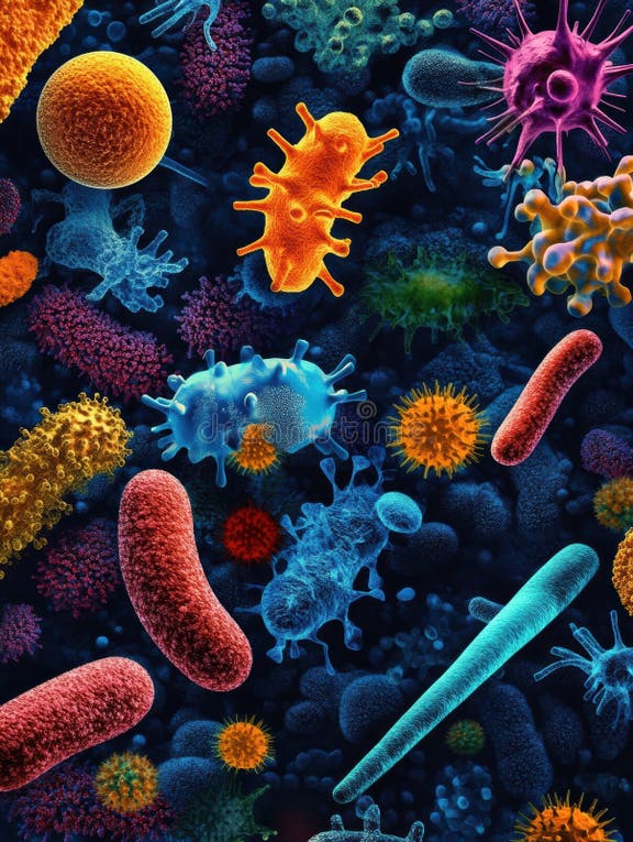 Diverse Array of Bacteria and Microbes Showcasing Colorful Features ...