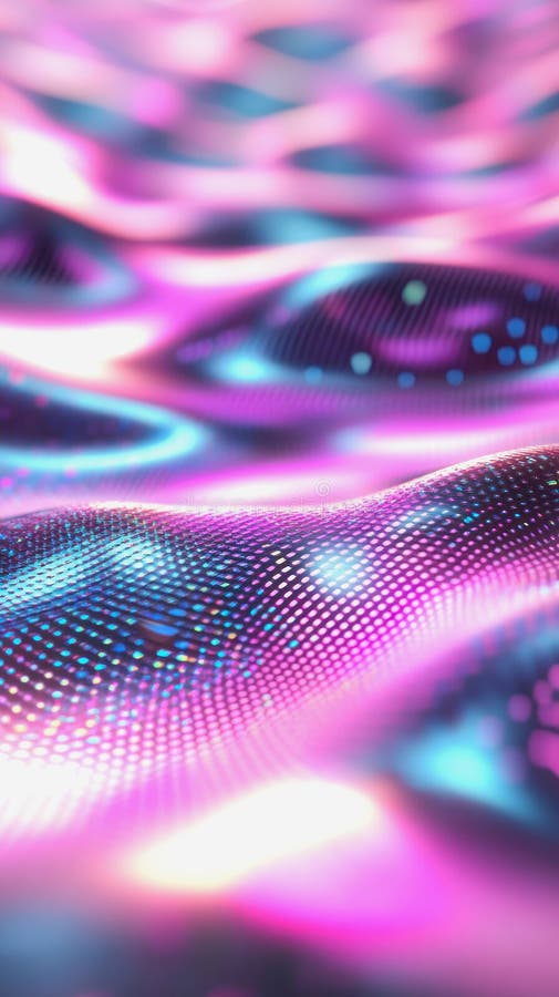 Visual Representation of Vibrant Purple Holographic Waves with Dynamic ...
