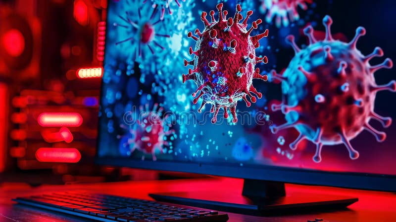 Visual Representation of a Virus on a Computer Screen Stock Video ...