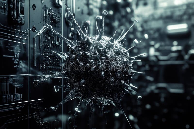 Visual Representation of a Virus Interacting with Technology in a ...