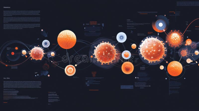 Illustrated Stages of Virus Lifecycle Showing Penetration, Replication ...