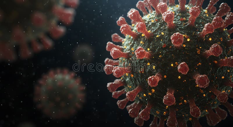 Visual Representation of a Virus Under a Microscope Showing Spikes and ...