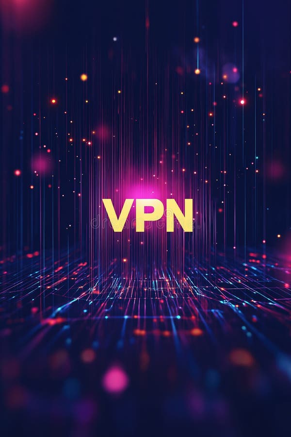 Visual Representation of VPN Technology with Neon Colors and Abstract ...