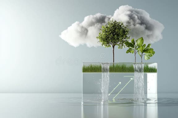 A Visual Representation of the Water Cycle is Shown, Featuring Two ...