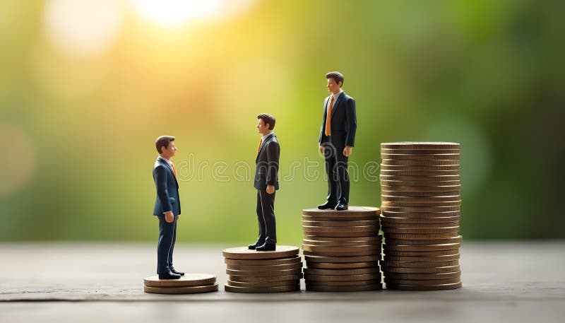 Visual Representation of Wealth Inequality with Miniature Figures Stock ...