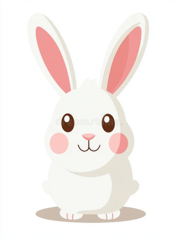 A Visual Representation of a White Rabbit with Pink Ears Sitting, There ...