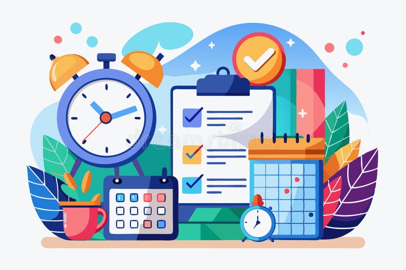 Visual Representation of Work Deadlines Featuring Alarms, a Calendar ...