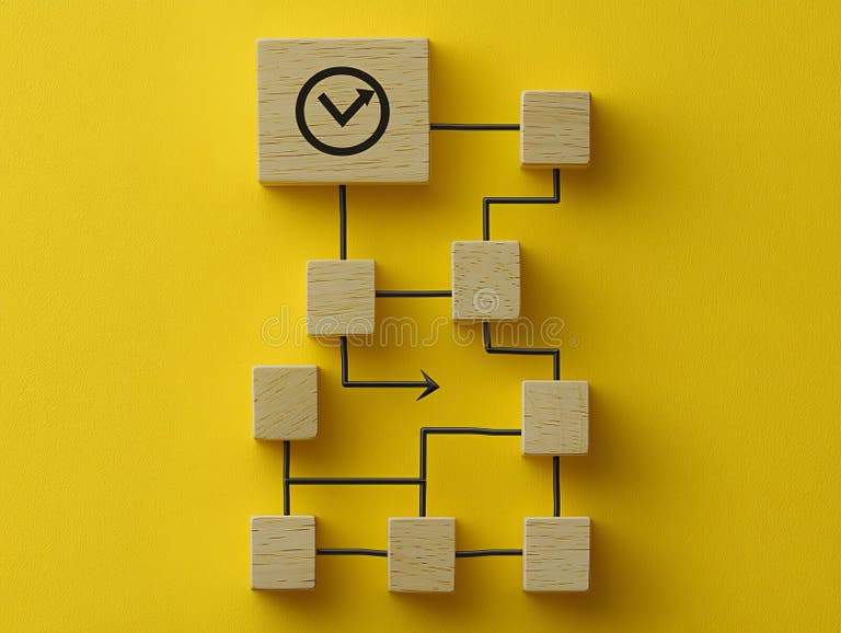 Process Flowchart Wooden Blocks Workflow Strategy Planning Business ...