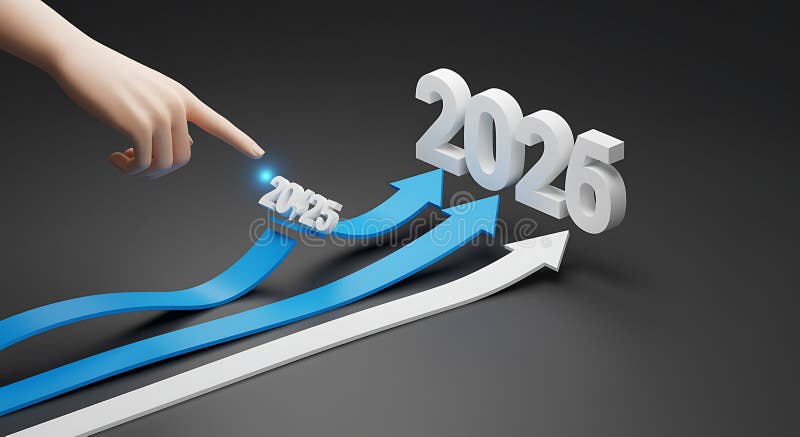 Visual Representation of the Years 2025 and 2026 with Arrows and Finger ...
