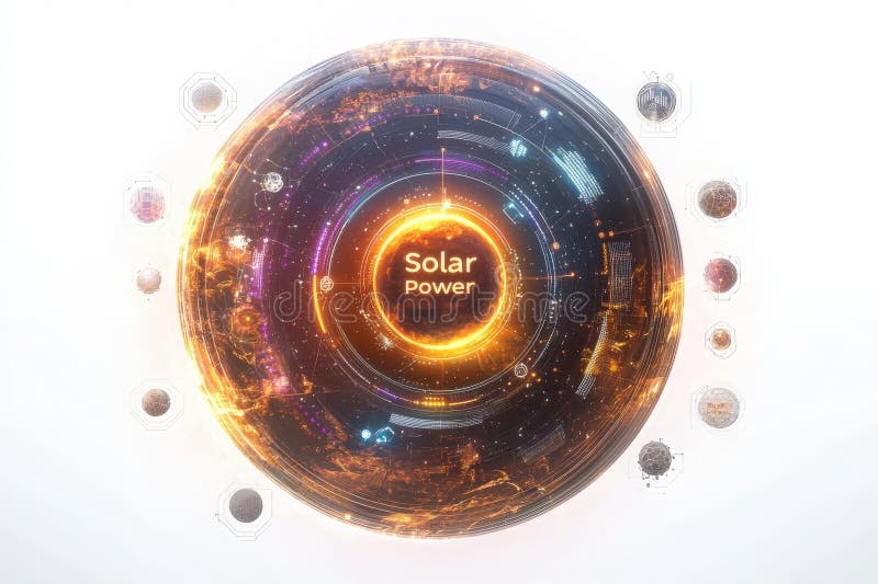 Solar Power Concept with Visual Elements of Energy Generation and ...