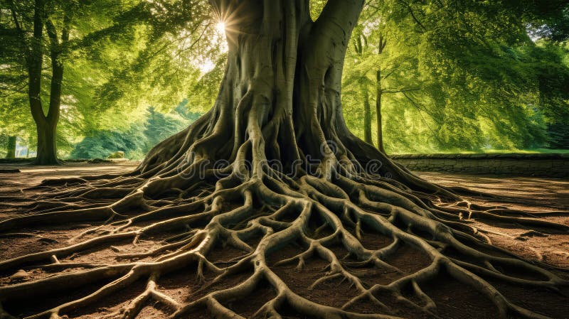 Visual roots tree trunk stock photo. Image of growth - 361067646