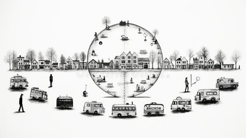 Visual Route Map Connecting Starting Point To Destination with Vehicle ...