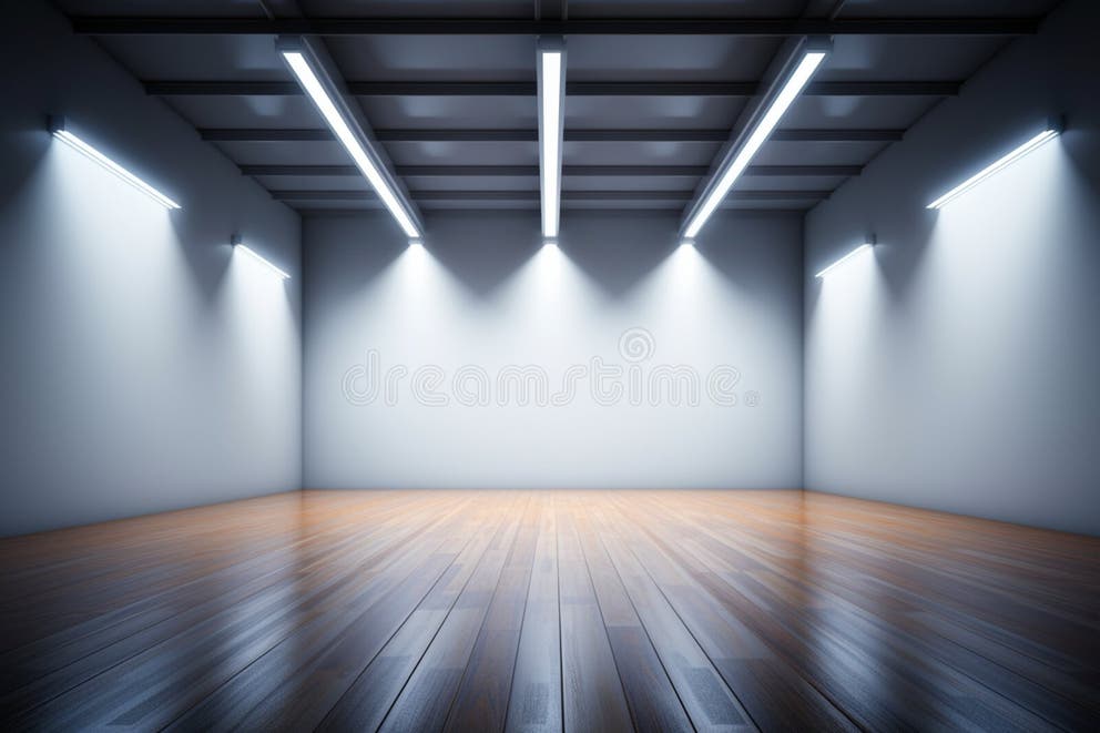 Visual Serenity Empty Room Illuminated from the Top, 3D Rendering Stock ...