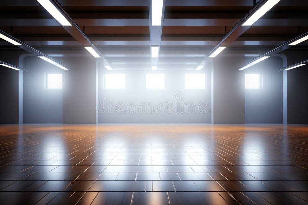 Visual Serenity Empty Room Illuminated from the Top, 3D Rendering Stock ...