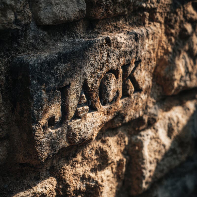 The Name JACK Carved into an Ancient Stone Wall with Dramatic Lighting ...