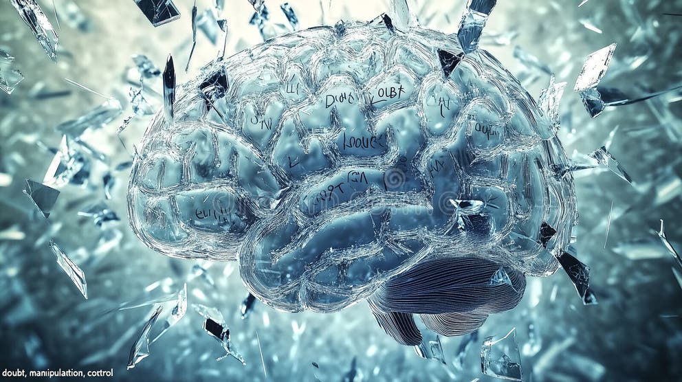 A Visual of Shattered Glass in the Shape of a Human Brain, with Stock ...