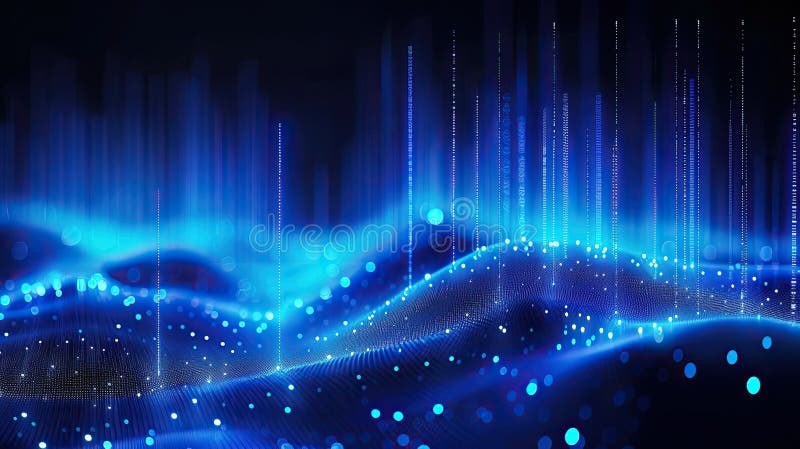 Illuminated Data Visualization Displaying Horizontal Light Columns ...