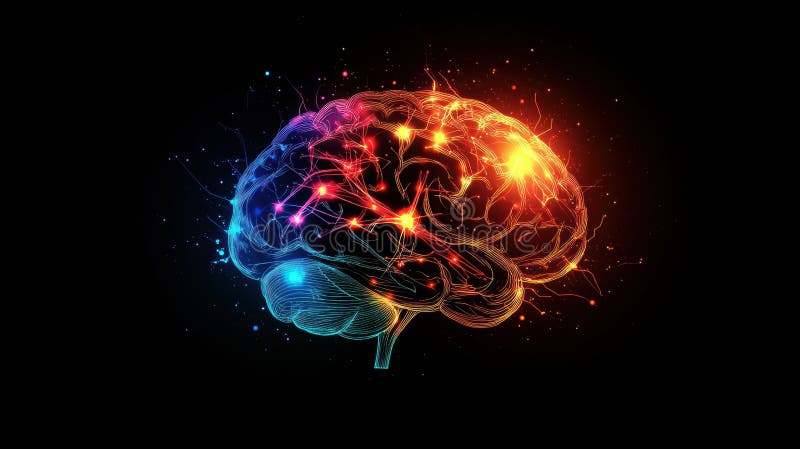 Scientific Depiction of the Brain Featuring Glowing Neurons and ...