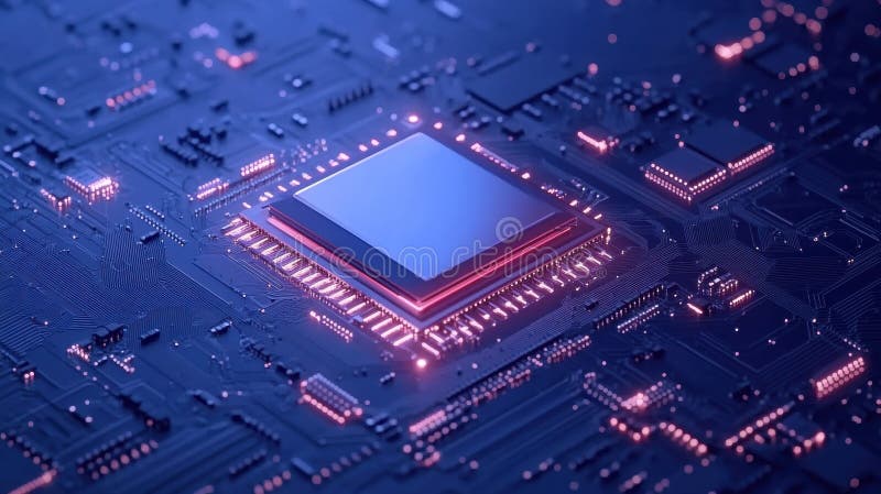 This Visual Showcases a Digital AI Chip Embedded in an Abstract ...