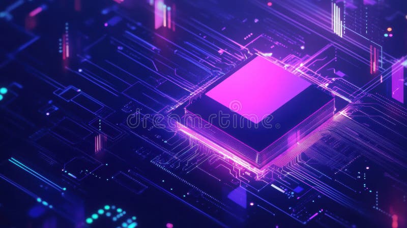 This Visual Showcases a Digital AI Chip Integrated into an Abstract ...