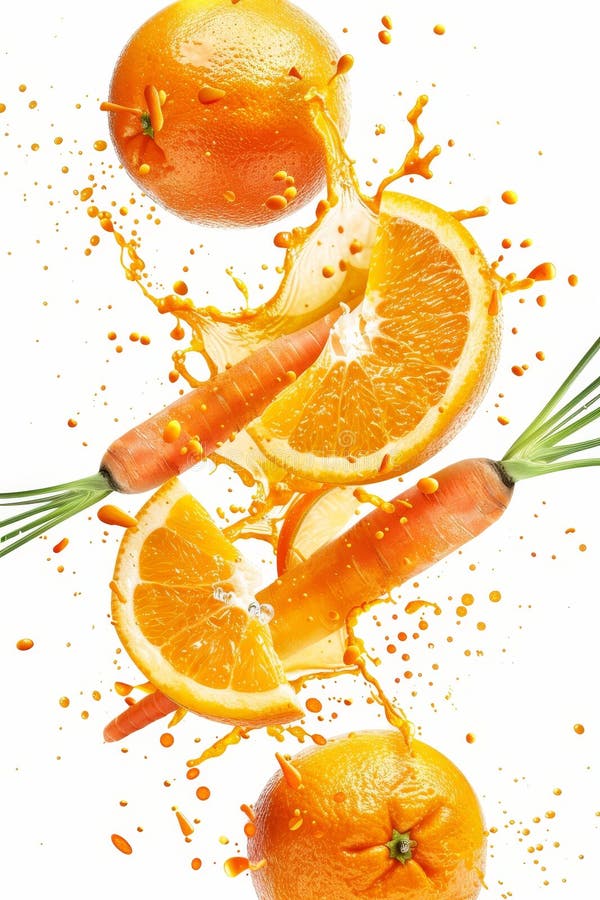 The Visual Showcases a Dynamic Splash of Orange Juice Combined with ...