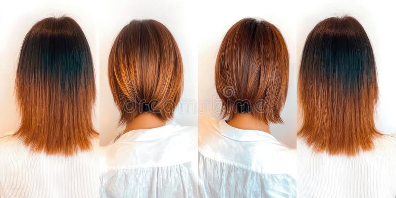 Transformation of Hair Color in a Split Screen before and after Styling ...