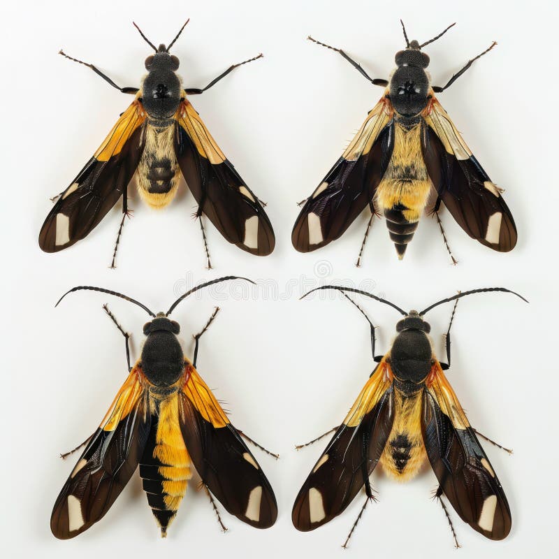 Four Diverse Angles of an Insect Displaying Unique Wing Patterns and ...