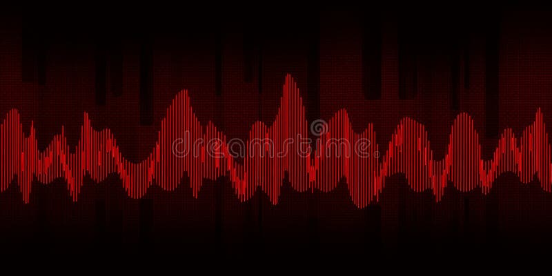 Sound Wave Patterns Displayed in Vibrant Red on a Dark Background Stock ...