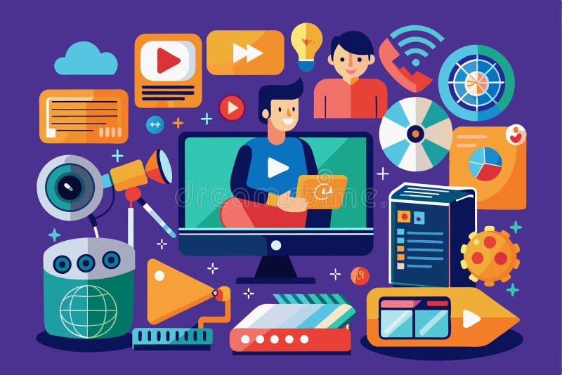 This Visual Showcases Various Tools and Icons Related To Video ...