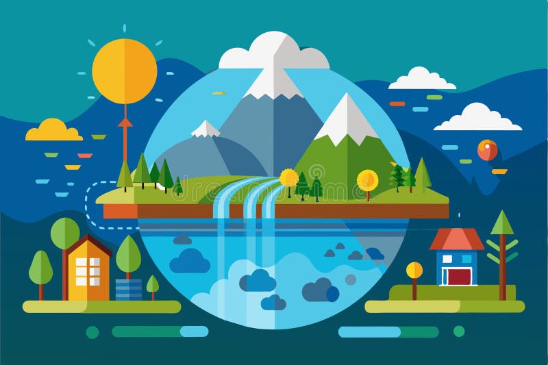 This Visual Showcases the Water Cycle through a Vibrant, Imaginative ...