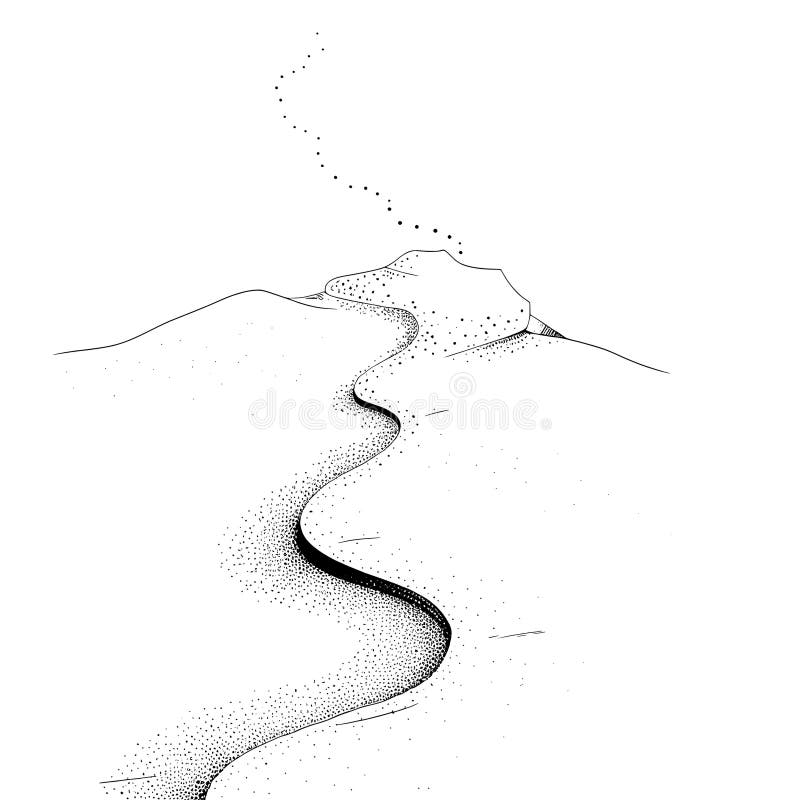 Visual Showing Simple Black Line Drawing of a Curved Path Stock Vector ...