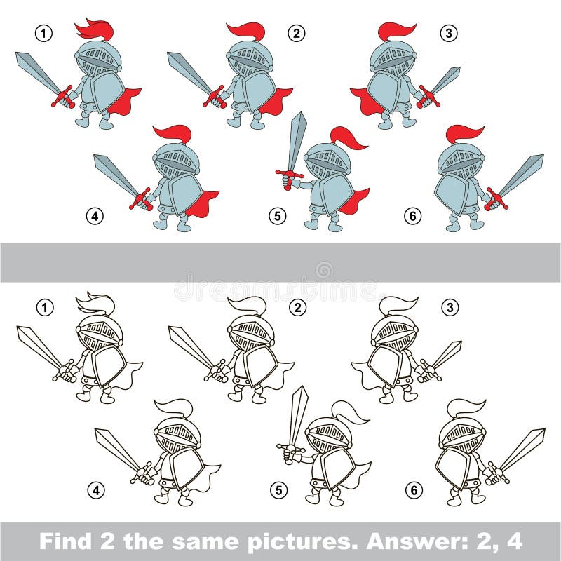 Visual Simple Game. Find Hidden Couple of Knights. Stock Vector ...
