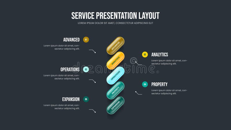 Visual Solution 5 Step Diagram Slide Design Stock Vector - Illustration ...