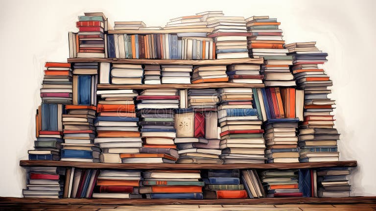 Visual Stack of Books Illustration Stock Illustration - Illustration of ...