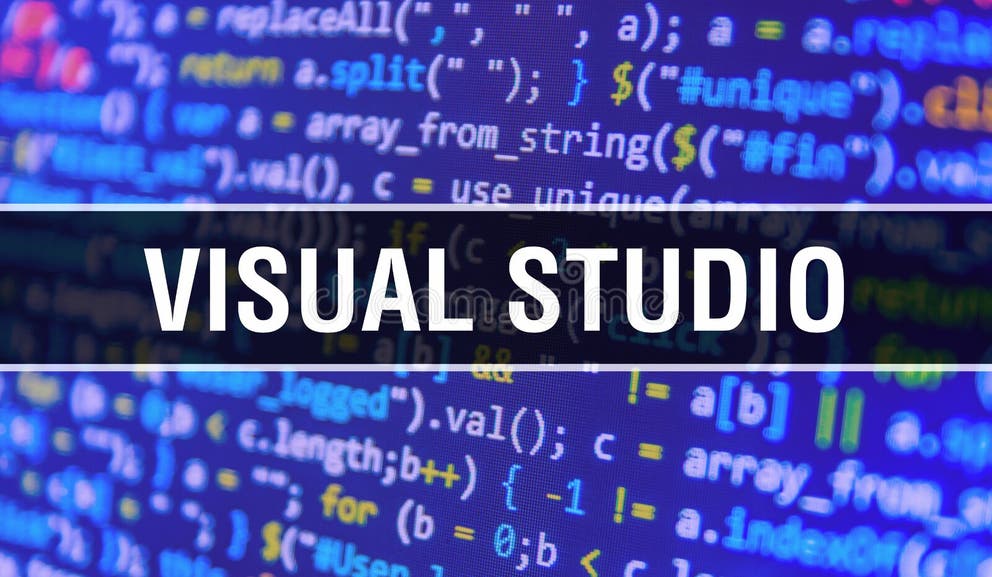 Visual Studio with Abstract Technology Binary Code Background.Digital ...