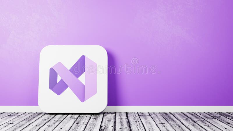 Visual Studio App Icon on Wooden Floor Against Wall Editorial ...