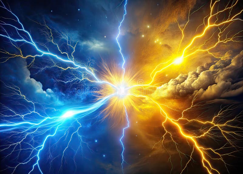 A Visual Symphony of Energy Lightning Collision a Dynamic Display of ...