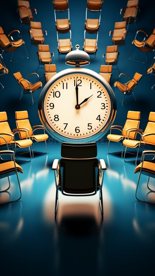 Visual Synergy Illustration Combines Chairs and Clock in a 3D Rendered ...