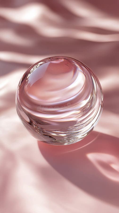 Visual of a Translucent Sphere Resting on a Serene Pink Surface Stock ...