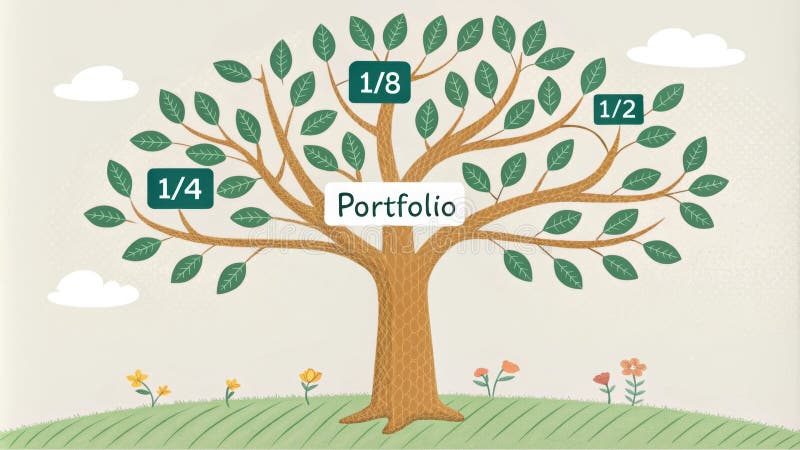 A Visual of a Tree with Branches Labeled As Different Fractional Shares ...