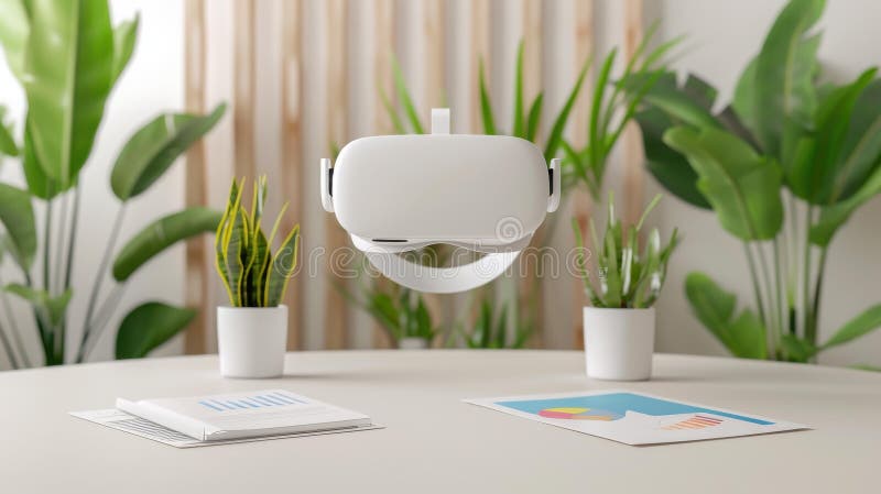 Visual of Virtual Reality Headset on Table with Business Documents ...