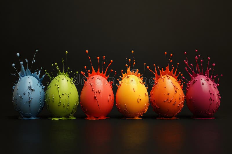 A Visual of White or Easter Eggs Set Against a Colorful Water Splash ...