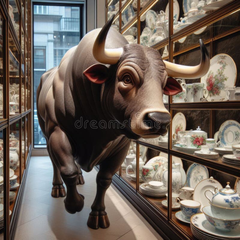 Visualisation of the Expression "Bull in a China Shop". Stock ...